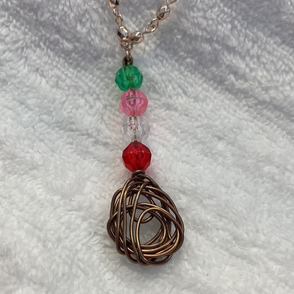Hand Crafted | Jewelry | Swirled Copper Wire And Multi Colored Beads ...